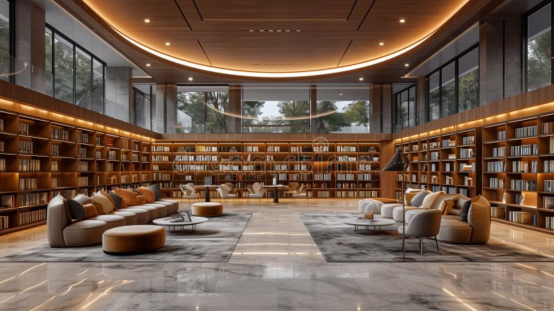 Old Library, Rows of Books at a Library. Stock Illustration ...