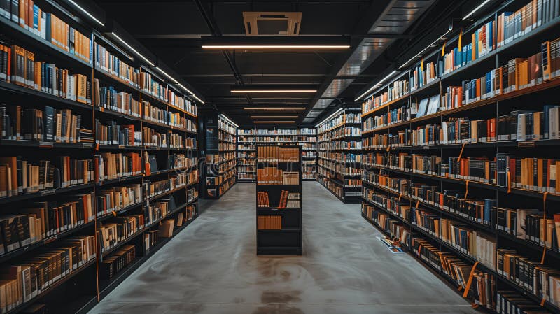 Old Library, Rows of Books at a Library. Stock Illustration ...