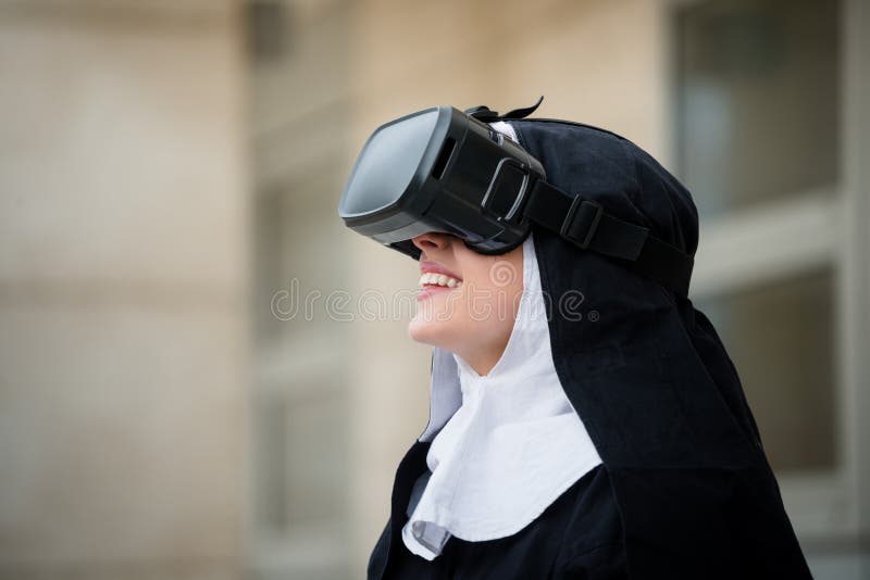 Modern Life - Nun and Virtual Reality Stock Photo - Image of sister ...