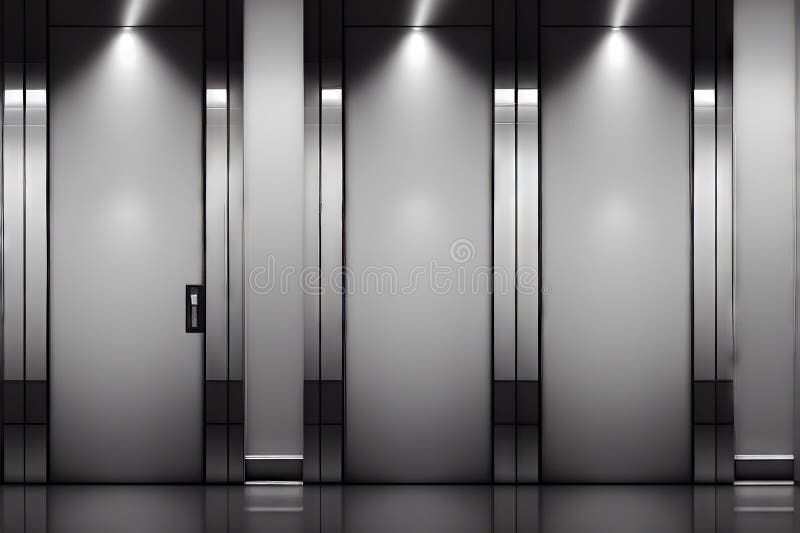 Modern Lift Doors in Office Space with Additional Lighting Stock Photo ...