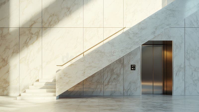 Modern Lift and Helical Staircase in a Sophisticated Foyer Stock Image ...