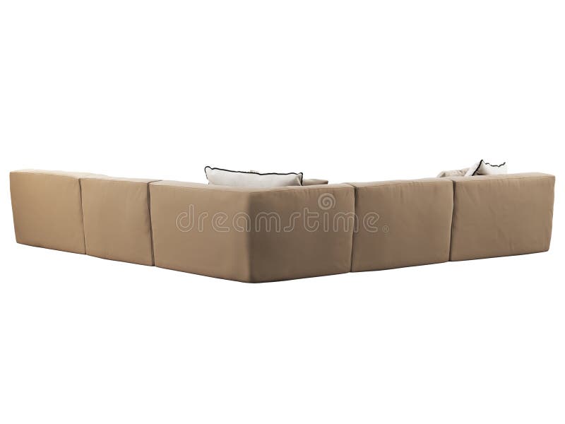 Modern Light Beige Corner Fabric Sofa with Pillows and Knitted Blanket ...