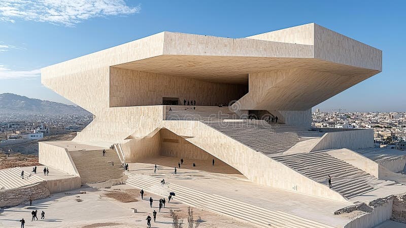 Modern, Light-beige, Multi-level Architectural Structure Stock ...