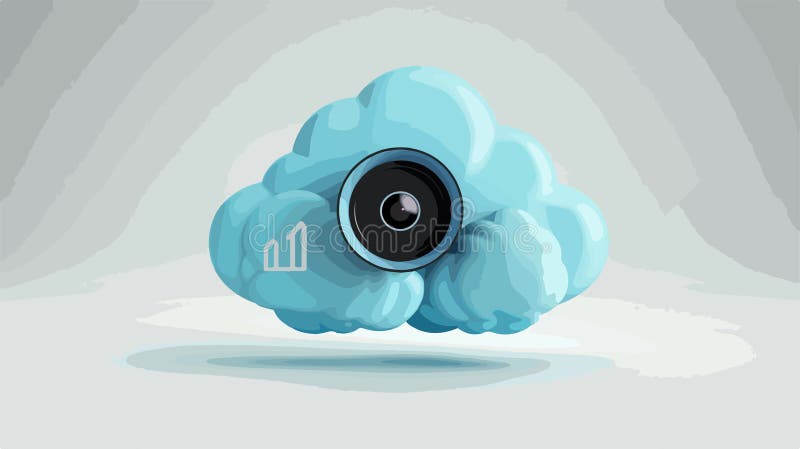 Modern Light Blue Cloud Icon with Black Video Camera Overlay for ...