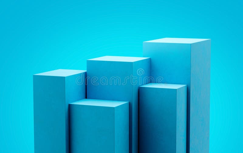 Modern Light Blue Cube Step Pedestal Podium with Empty Room Background ...