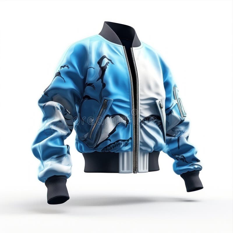 Modern Light Blue Satin Bomber Jacket Featuring a Unique Marble Pattern ...