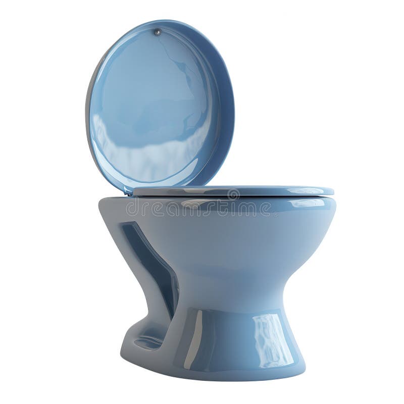 Blue Toilet Bowl Fixture White Lid Isolated Background Stock Photos ...