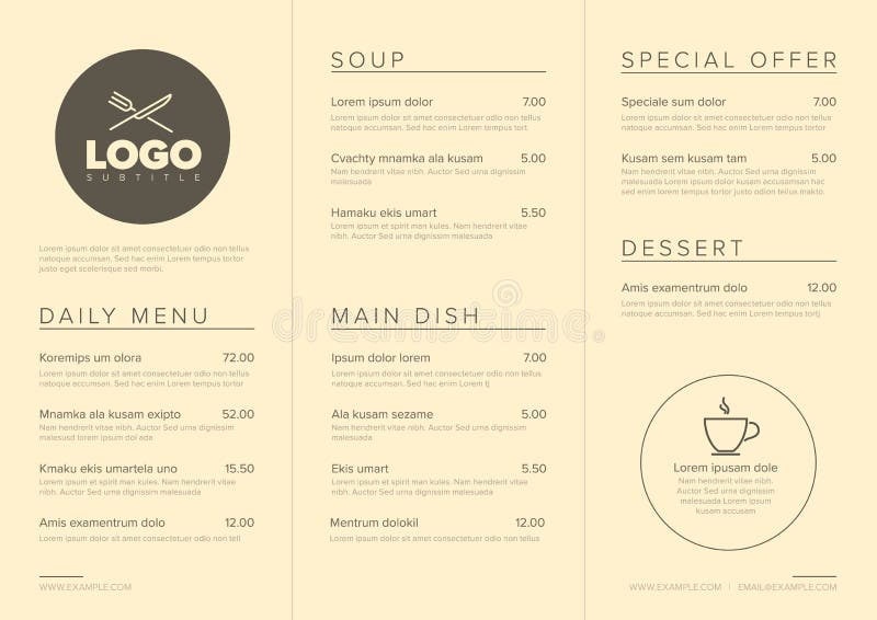 Modern Minimalistic Restaurant Menu Template Stock Vector ...