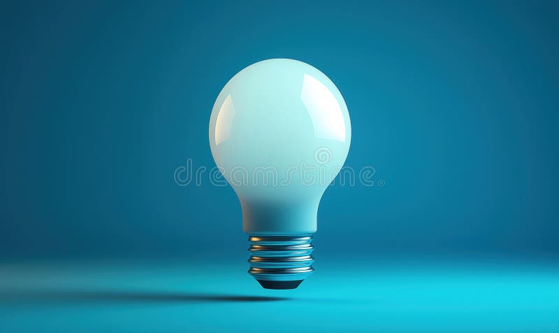 Modern Light Bulb Design with Sleek Shape and Vibrant Blue Background ...