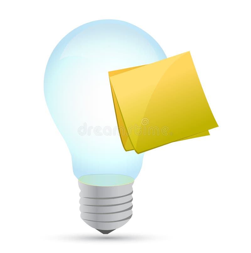 Modern Light Bulb with Stick Note Stock Illustration - Illustration of ...