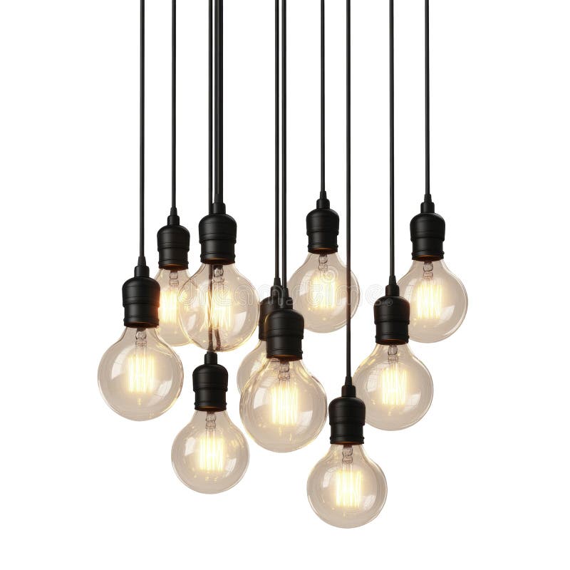 Modern Light Bulbs on Black Cables, Minimalist Design. Interior Design ...
