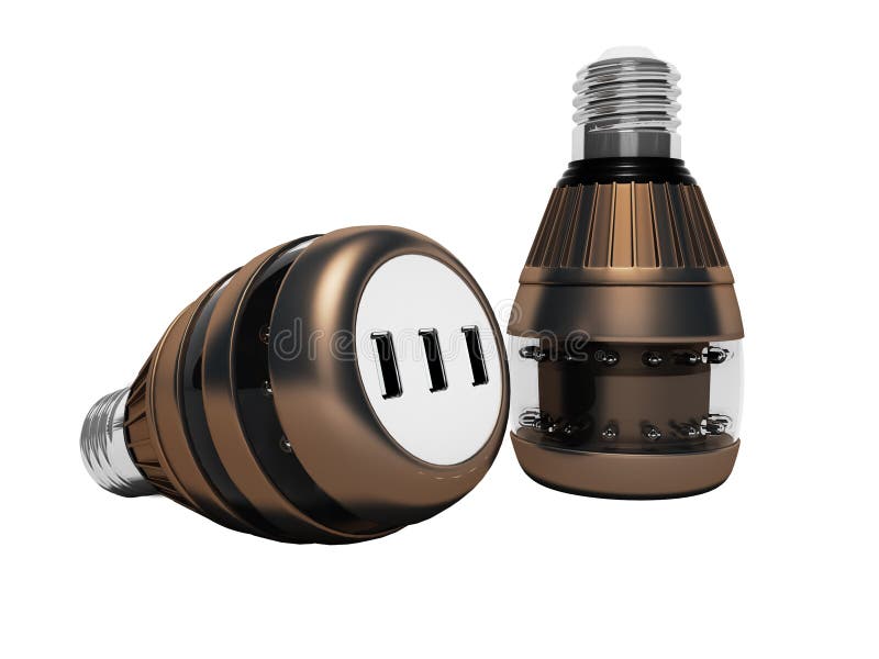 Modern Light Bulbs with Connecting Usb 3d Render on White Background No ...