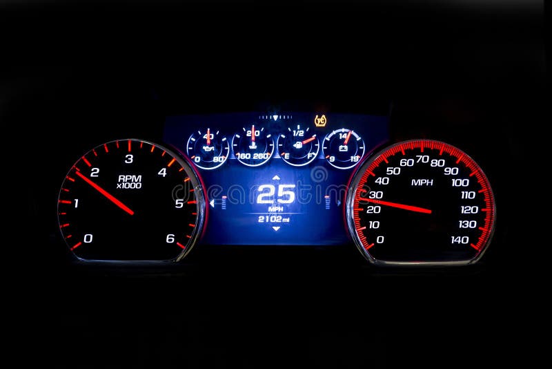 Modern Light Car Mileage on Black Background Stock Image - Image of ...