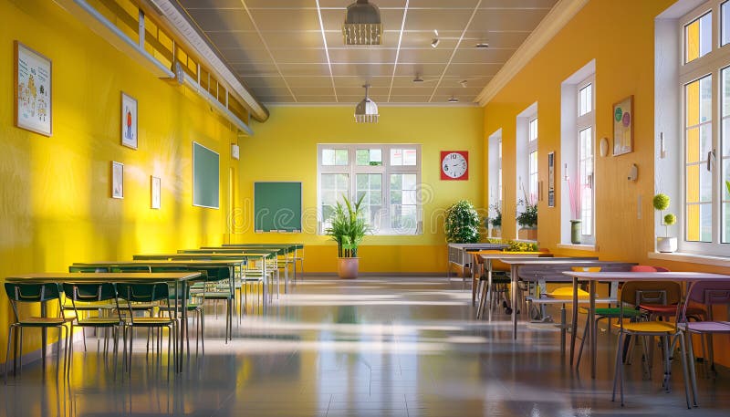 Modern Light Class Room in Children School Stock Image - Image of class ...