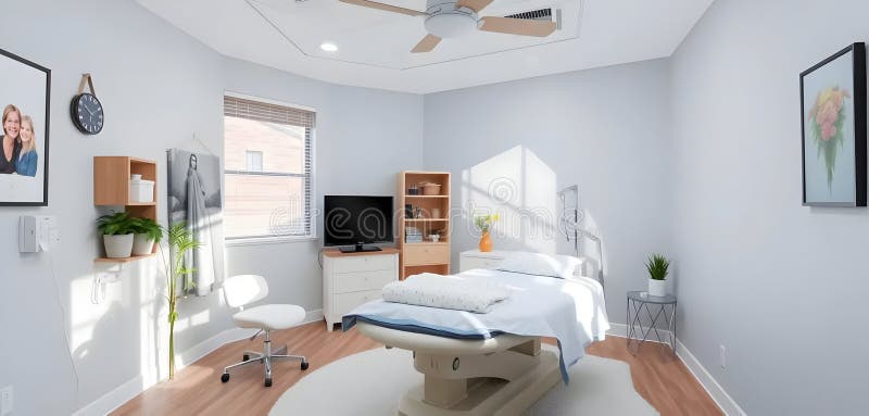 A Modern and Light Filled Medical Examination Room Interior Design Stock Illustration ...