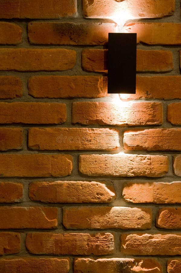 LED Wall Lighting, Red Brick and Light Background Stock Photo - Image ...