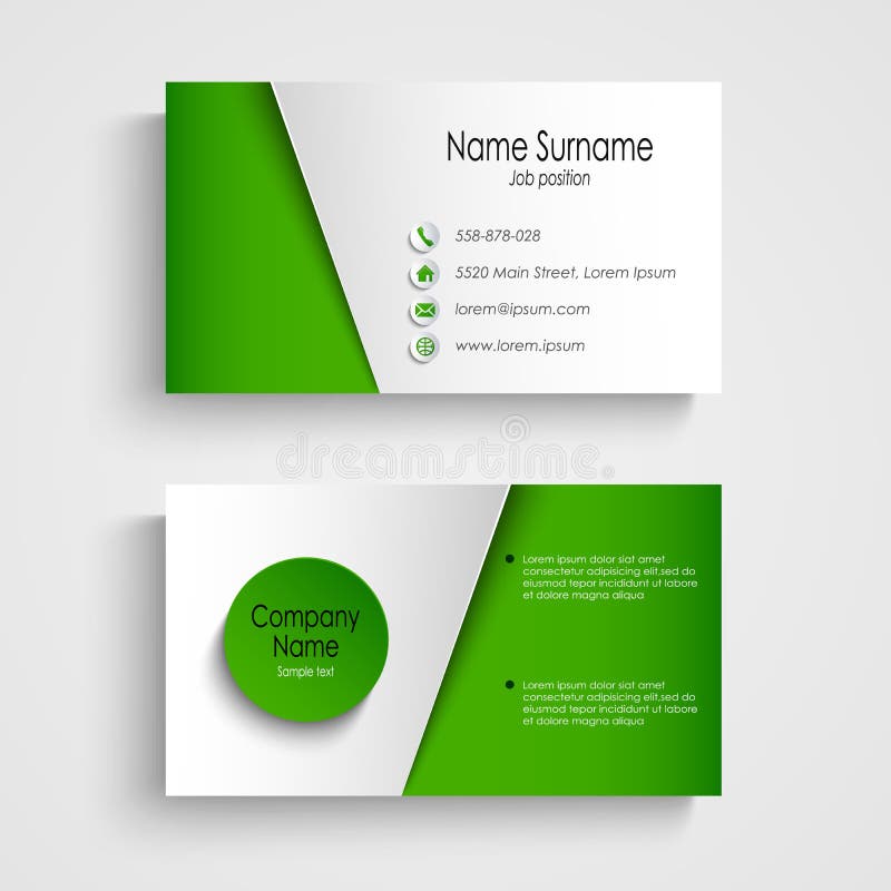 Modern Green Light Business Card Template Stock Vector - Illustration ...