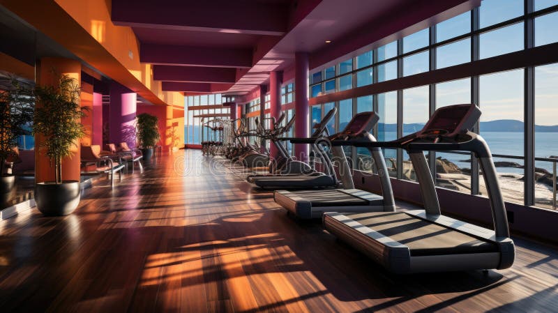 Modern Light Gym. Sports Equipment in Gym Stock Photo - Image of ...