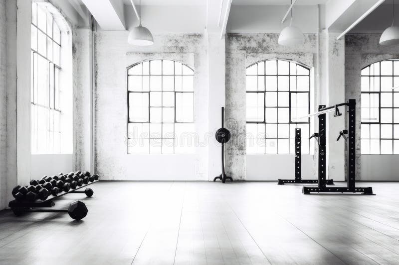 Modern Light Gym. Sports Equipment in Gym. AI Generated Stock Image ...