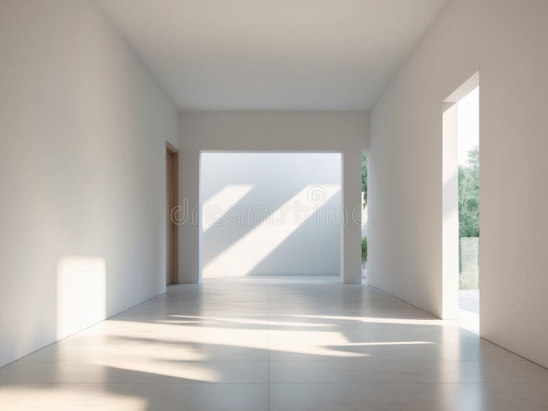 Modern and Light House Hall with Empty Walls Stock Image - Image of ...