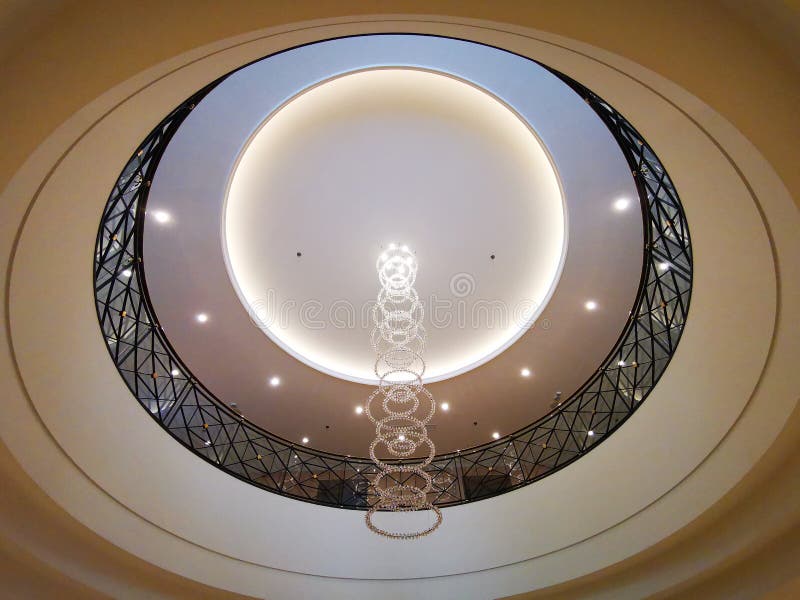Modern Light Indoor - Round Railing Stock Photo - Image of lamp, home ...