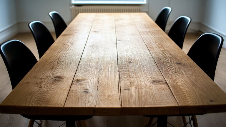 The Modern Light Oak Conference Table is Situated in a Luxury Apartment ...