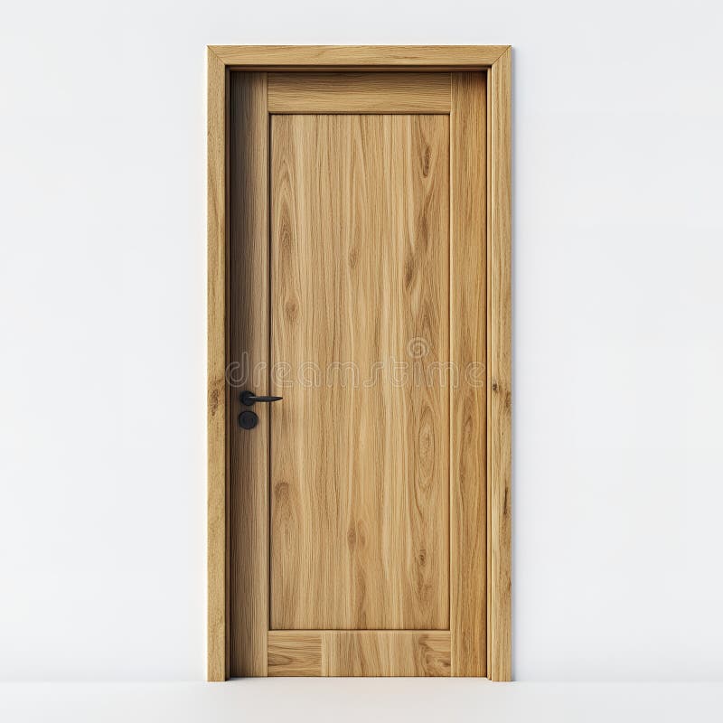 Modern Light Oak Wooden Door Interior Design Element on White Wall ...