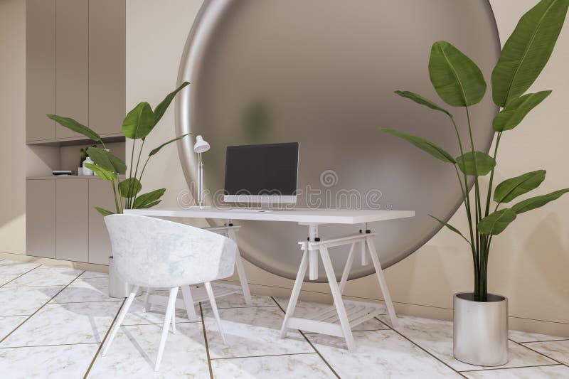 Modern Light Office Interior with Furniture and Equipment, Decorative ...