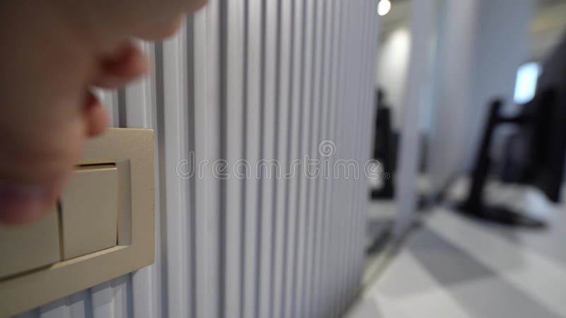 Modern Light Switch on Grooved Wall Texture Stock Footage - Video of ...