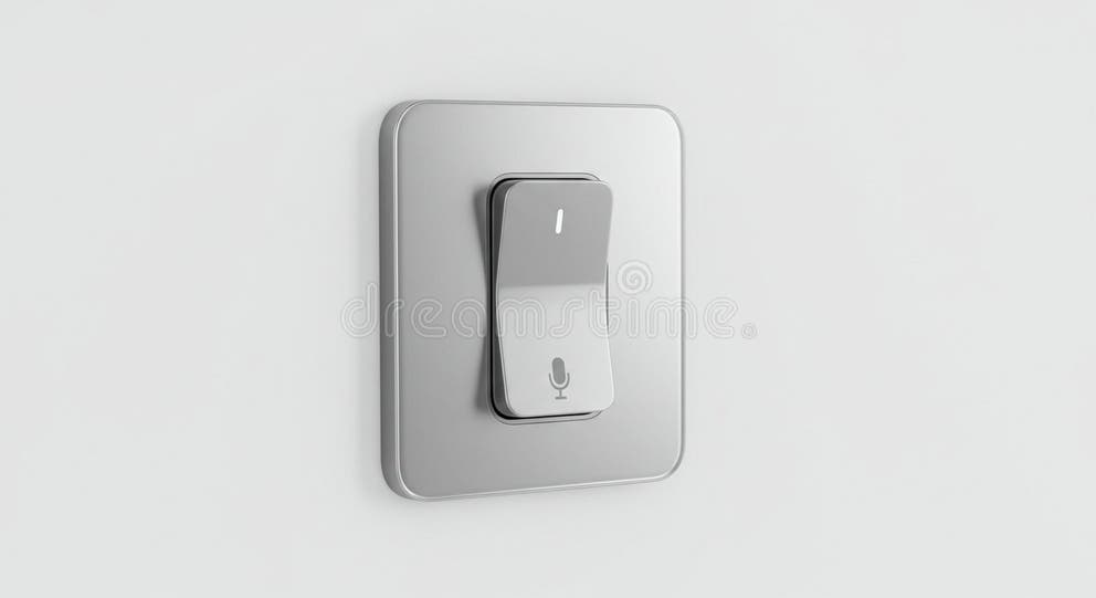 A Modern Light Switch with a Sleek, Metallic Design is Mounted on a ...