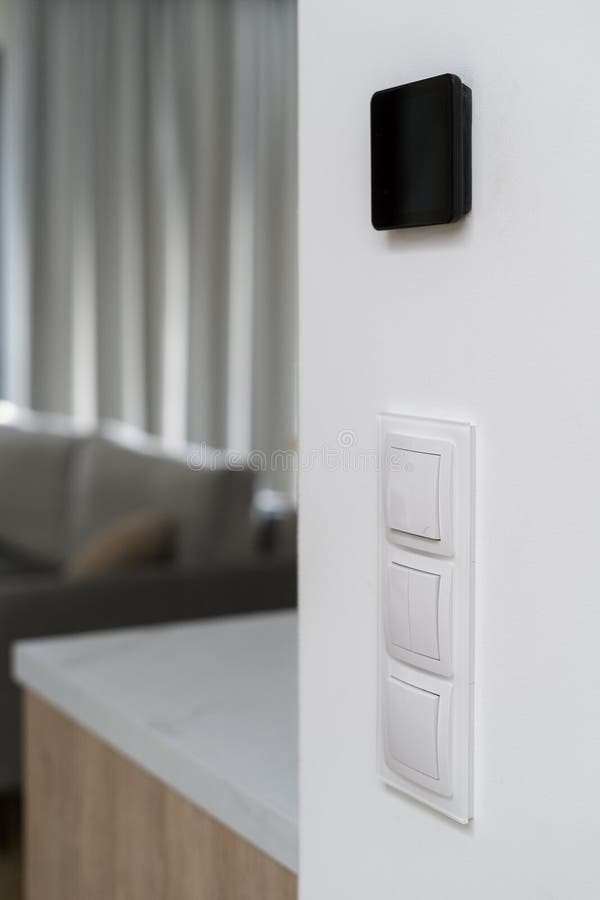 Modern Light Switch and Smart Home Automation System in Room Stock ...