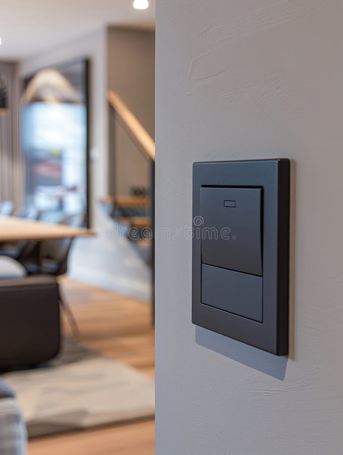 Modern Light Switch on the Wall in a Contemporary Living Room. Stock ...