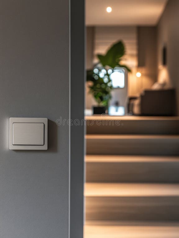 Modern Light Switch on Wall in Elegant Home Interior Stock Photo ...