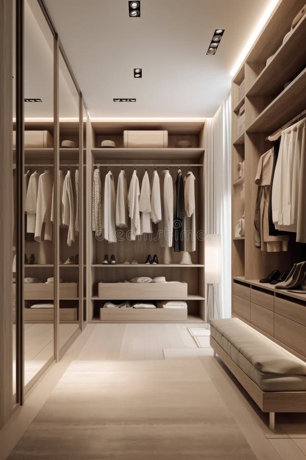 Modern Light Walk in Wardrobe with Window, Created Using Generative Ai ...