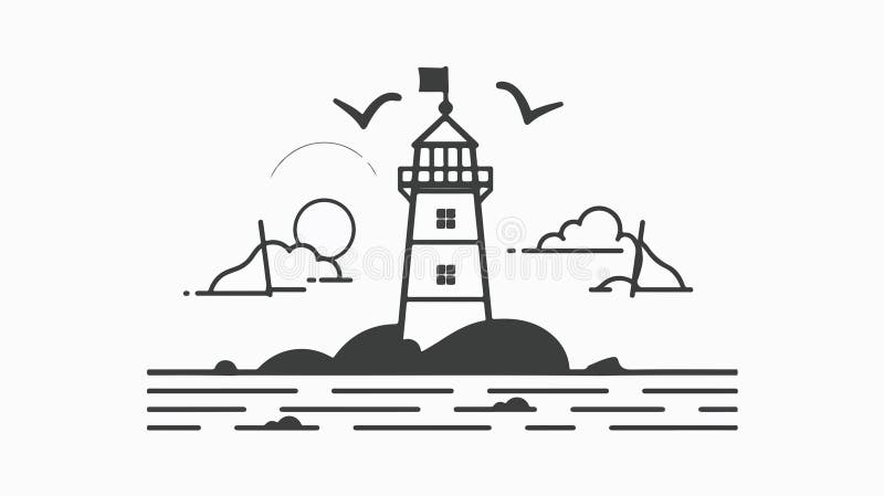 Modern Lighthouse Outline Vector Illustration for Design Projects Stock ...