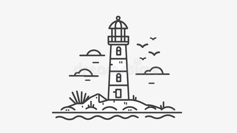 Modern Lighthouse Outline Vector Illustration for Design Projects Stock ...