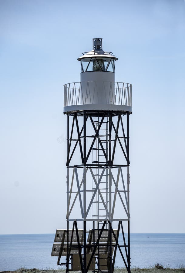 Modern Lighthouse Steel Structure Stock Photo - Image of shore ...
