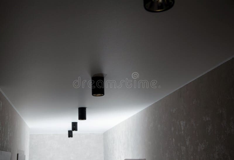 Modern Lighting in the Hallway on a White Stretch Ceiling. LED ...