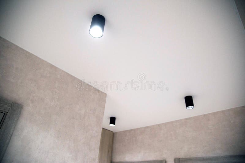 Modern Lighting in the Hallway on a White Stretch Ceiling. LED ...