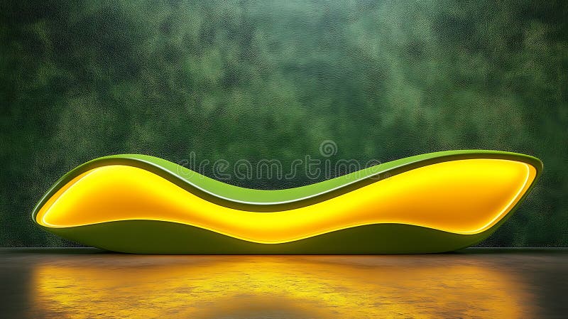 Modern Lime Green Lounge with Yellow Glow Stock Photo - Image of green ...