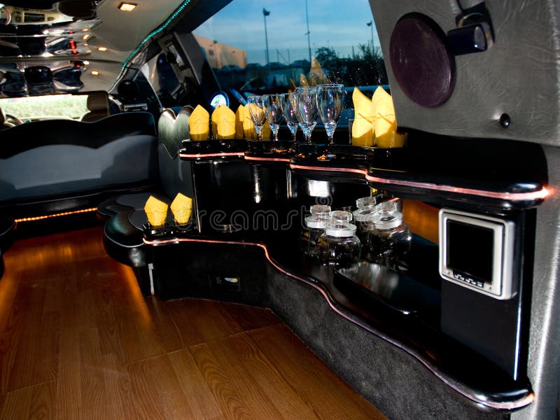 Modern limousine interior stock image. Image of cocktail - 3248031