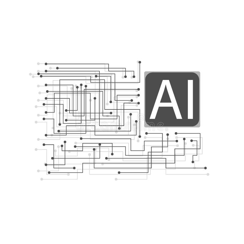 Modern Line Art Icon with. Gray Artificial Intelligence Line Connection ...