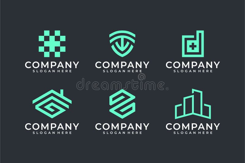 Modern Line Art Logo Set Bundle Stock Vector - Illustration of icon ...