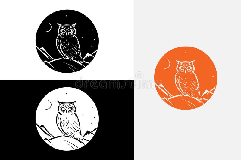 Modern Line Art Owl Circle Vector White Logo Sample Clean Design Art ...