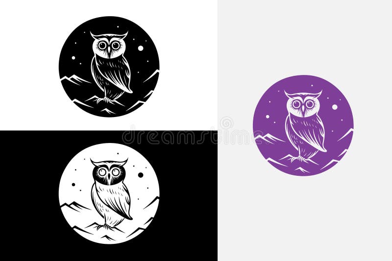 Modern Line Art Owl Circle Vector White Logo Sample Clean Design Art ...