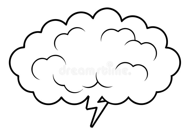 Brainstorm Cloud Line Art Silhouette Vector Illustration Stock ...