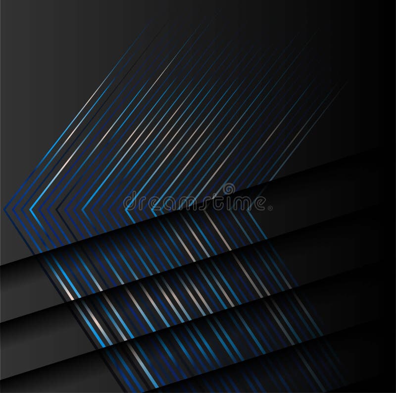 Modern Line Art Web Template with Black Background. Trendy Black ...