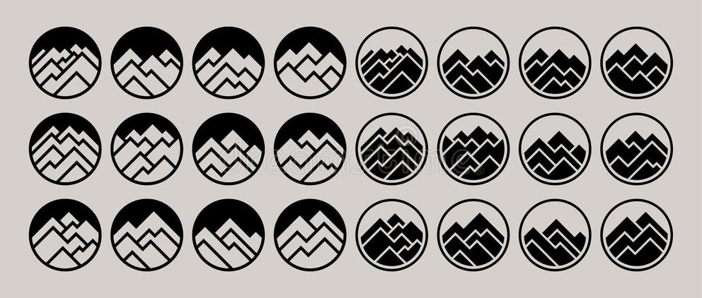 Modern Line Mountain Circle Logo Design Set Stock Vector - Illustration of round, summit: 349272440