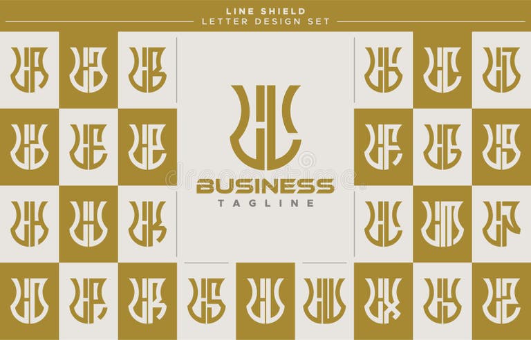 Modern Line Security Shield Letter L LL Logo Design Set Stock Vector ...
