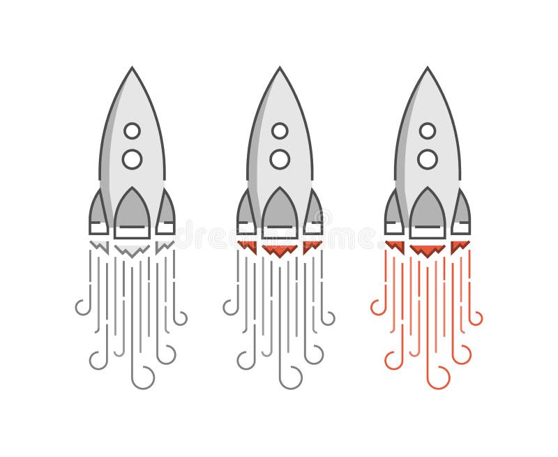 Modern Line Set of Rockets Icons Stock Illustration - Illustration of ...
